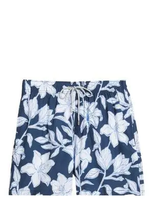 VINTAGE SUMMER Floral Stretch Volley Swim Trunks - Navy