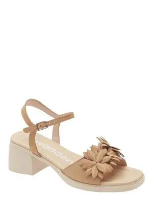 WONDERS Floral Ankle Strap Slide Sandals - Nubuk Sand