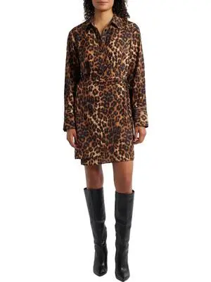 Sam Edelman Leopard Print Shirt Dress - Black/brown Multi