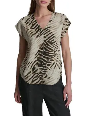 Dkny Tie Dye V-neck Top - Brushed Sandbed