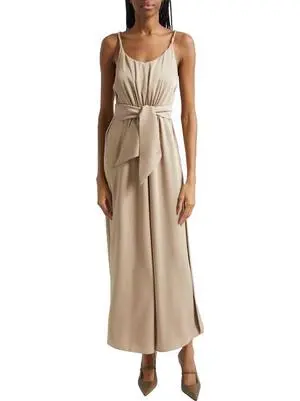 Emporio Armani Dune Crepe Midi Dress - Tan