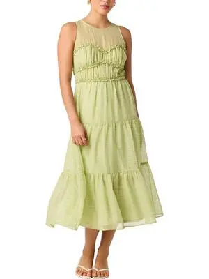 Astr The Label Adrianne Tiered Dress - Green