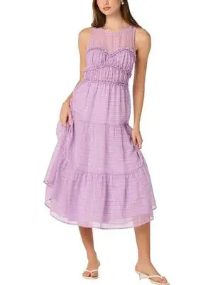 Astr The Label Adrianne Tiered Dress - Lilac