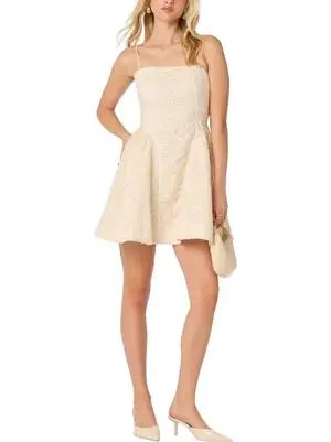Astr The Label Natalya Embroidered Lace Cotton Blend Minidress - Cream
