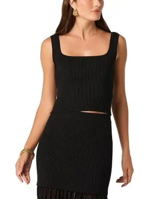 Astr The Label Halie Ribbed Crop Tank - Black