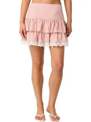 Astr The Label Penny Gingham Mini Skirt - Pink Gingham