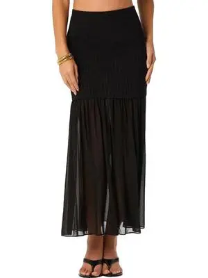 Astr The Label Halie Mixed Media Maxi Skirt - Black