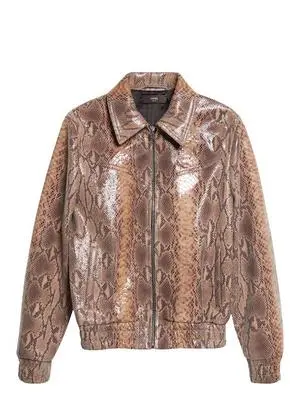 Amiri Snake Embossed Leather Western Jacket - Brown Multi