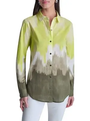 DKNY Ombré Cotton Voile Button-Up Shirt