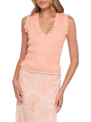 PETAL & PUP Xenia Smock Cotton Top - Peach