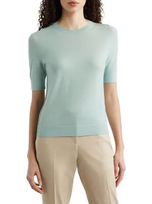 BOSS Farbella Short Sleeve Wool Sweater - Light Jade