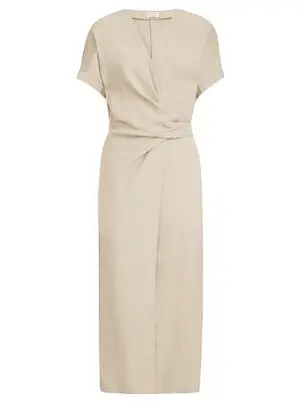 Brunello Cucinelli Wrap-effect Midi Dress - Beige