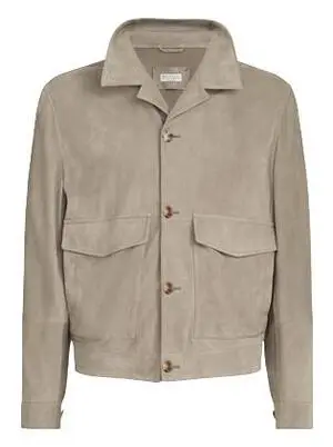 Brunello Cucinelli Suede Shirt Jacket - Khaki