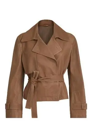 Brunello Cucinelli Nappa Leather Crop Trench Coat - Brown