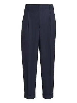Brunello Cucinelli Double Pleated Trousers - Navy Blue