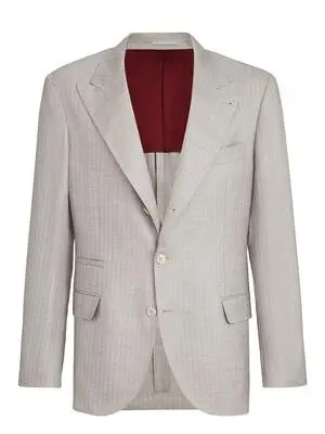 Brunello Cucinelli Chevron Deconstructed Blazer - Light Grey