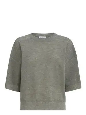 Brunello Cucinelli Linen-blend Lamé Knit Sweater - Military