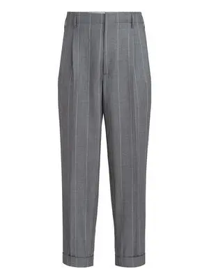 Brunello Cucinelli Chalk Stripe Virgin Wool Trousers - Medium Grey