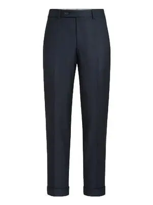 Brunello Cucinelli Virgin Wool Twill Trousers Navy Blue