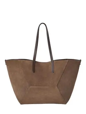 Brunello Cucinelli Large Suede Bc Duo Bag - Bark