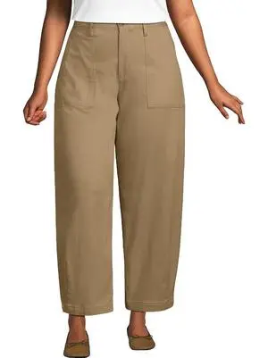 LANDS' END Chino High-rise Barrel Leg Ankle Utility Pants - Desert Tan
