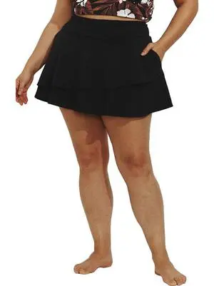 LANDS' END High Waisted Tulip Hem Swim Skort