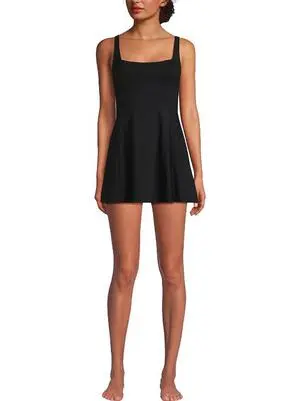 LANDS' END Seamed Swim Dress - Black