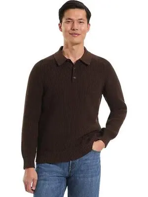 LANDS' END Long Sleeve Drifter Polo Sweater - Rich Coffee