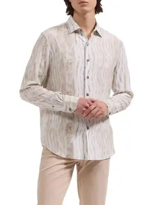 BUGATCHI Julian Shaped Fit Wave Print Button-up Shirt
