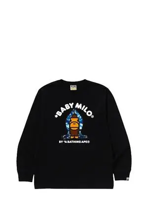 A BATHING APE Abc Camo Milo Long Sleeve Tee - Black/blue