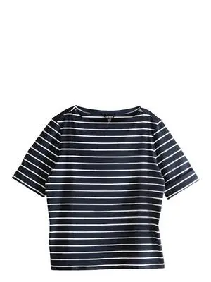 Polo Ralph Lauren Striped Elbow Sleeve Knit Top - Navy Blue/white