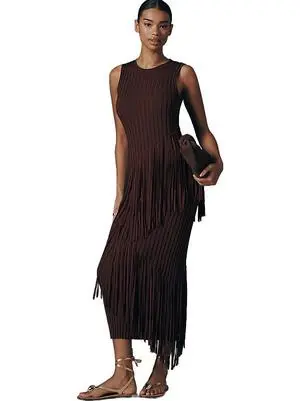 SIMONMILLER Spiral Knit Sleeveless Midi Dress - Choco Brown