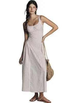 Faithfull The Brand Marcella Scoop A-line Midi Dress - Fiori Stripe Palazzo