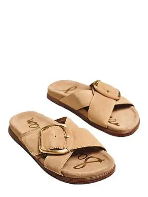 Sam Edelman Darla Buckle Slide Sandals - Cyprus Tan