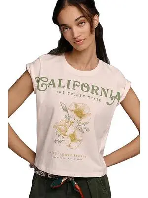 Anthropologie Evelyn California Cap-sleeve T-shirt Top - Ivory