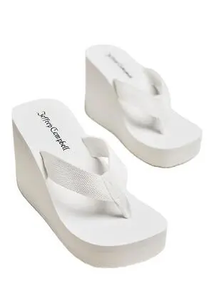 Jeffrey Campbell Astria Wedge Thong Sandals - White
