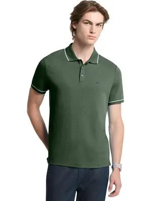 Michael Kors Gramercy Cotton Polo Shirt In - Size M By Grey