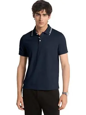 Michael Kors Logo Trim Cotton Jersey Polo Shirt - Blue
