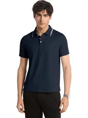 Michael Kors Logo Trim Cotton Jersey Polo Shirt In Size By - Blue