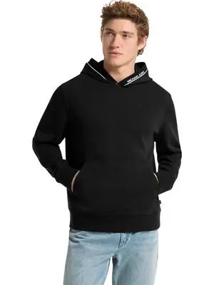 Michael Kors Logo Trim Cotton Blend Hoodie Black