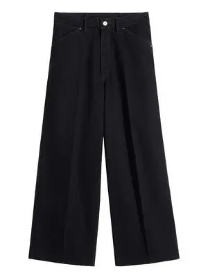 LEMAIRE Wide-leg Cotton Trousers - Black