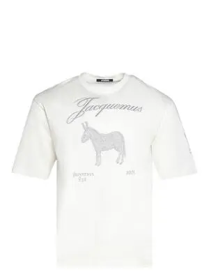 Jacquemus The Ane Short Sleeve Tee Donkey Jacquard White - Ivory