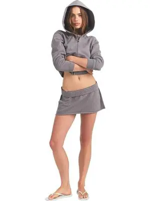 SKIMS Boyfriend Fleece Mini Skirt - Shadow