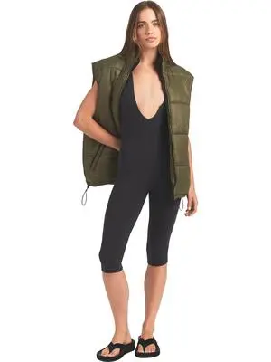 SKIMS Oversized Lightweight Puffer Vest - Olive