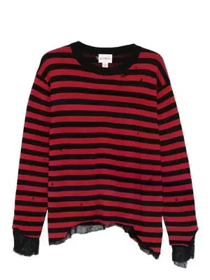 KAMIYA Striped Long Sleeve Sweater - Red