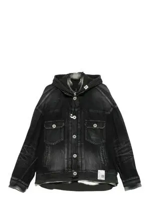 Mihara Yasuhiro Hooded Denim Jacket With Chest-pocket - Black