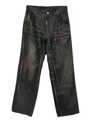 KAMIYA Panelled Leather Trousers - Black
