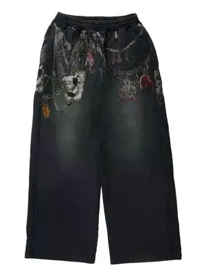 DOUBLET Printed Drawstring Trousers - Black