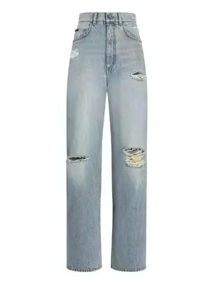 Dolce & Gabbana Distressed Wide-leg Jeans - Blue