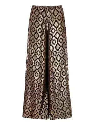 Alexis Maxine Diamond-pattern Palazzo Pants - Brown